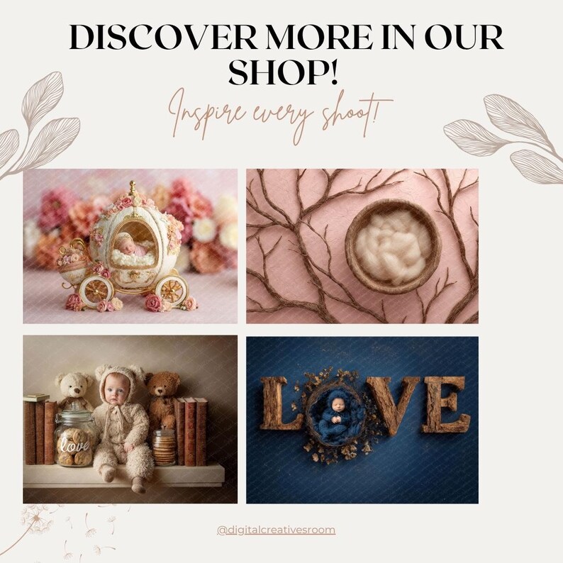 Rustic Autumn Nest Newborn Digital Backdrop, Fall Baby Photo Prop ...