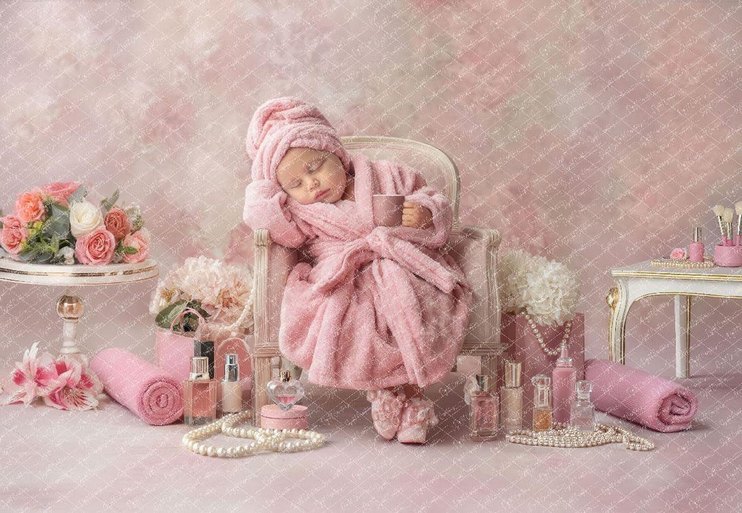 Pink Spa Day Newborn Digital Backdrop | Baby Girl Photography ...