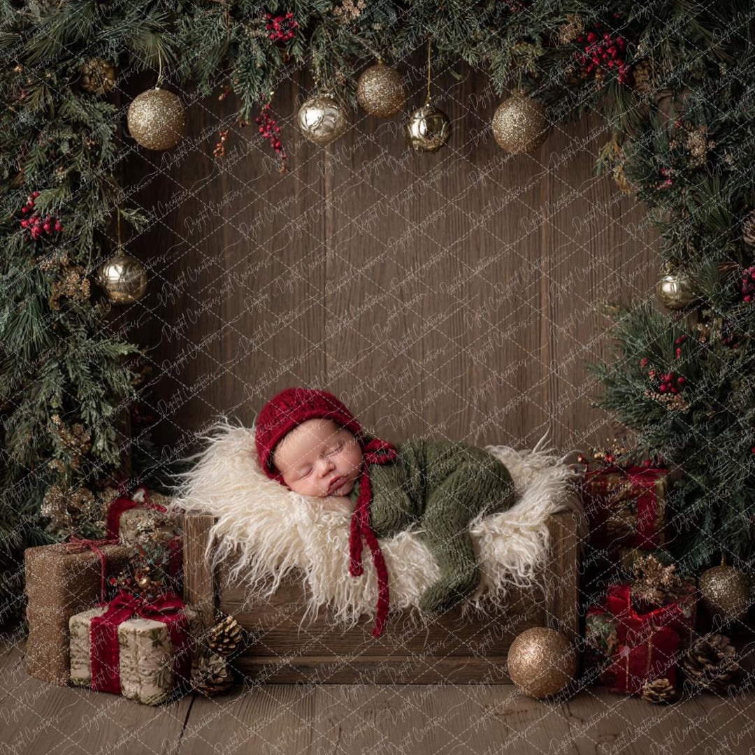 Christmas Newborn Digital Backdrop: Holiday Baby Photography Prop ...