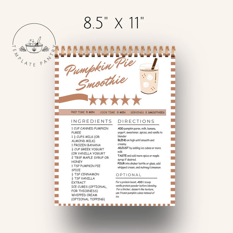 Canva Template - Recipe Page for Cookbook Creators - Vintage Style - Etsy