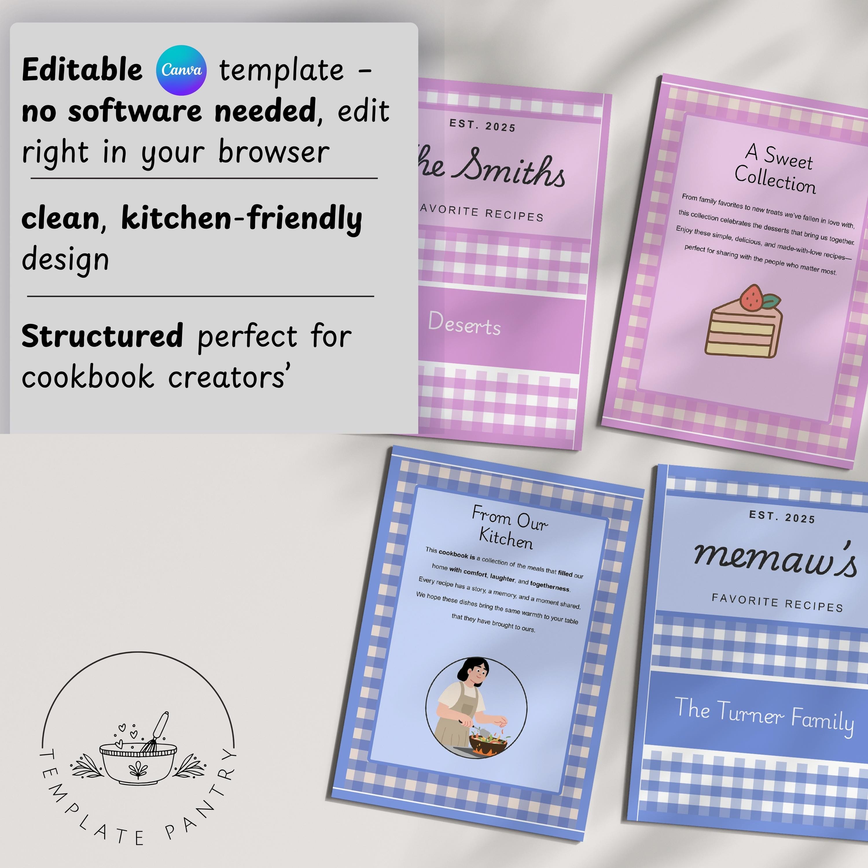 Canva Template - Front and Back Cover Page for Recipe Cookbook Creators ...