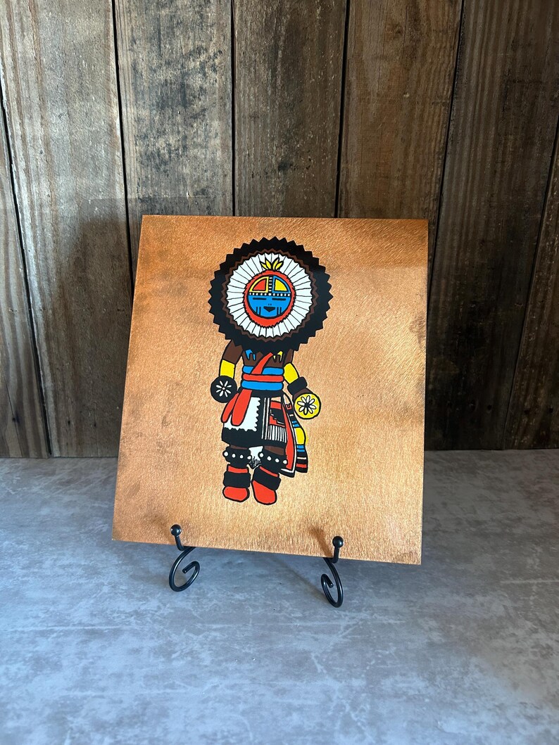Vintage Mid-century Kachina Figure Enamel Painting on Solid Copper ...