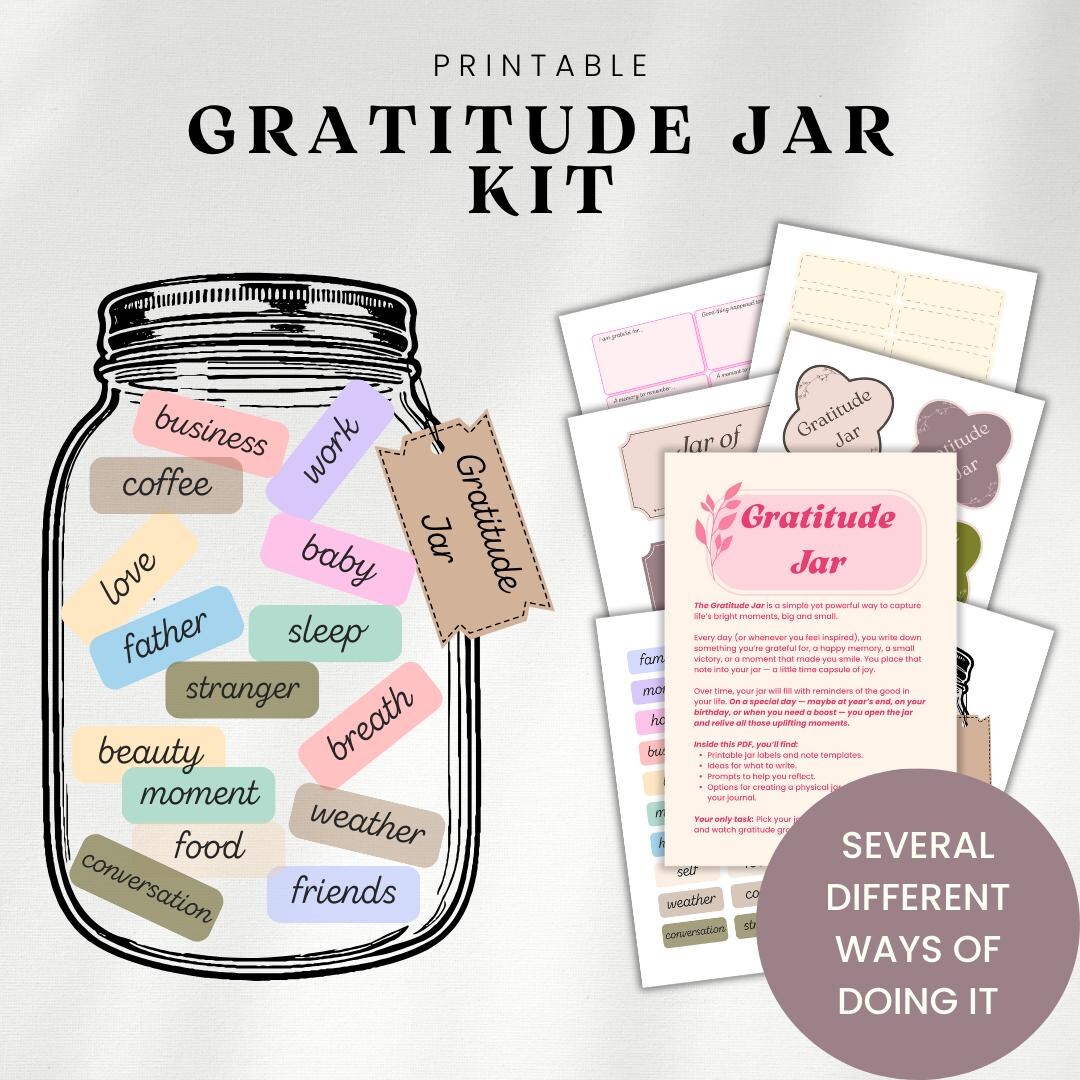 Digital Gratitude Jar Kit | 80+ Pages DIY | English | Journal Supplies ...