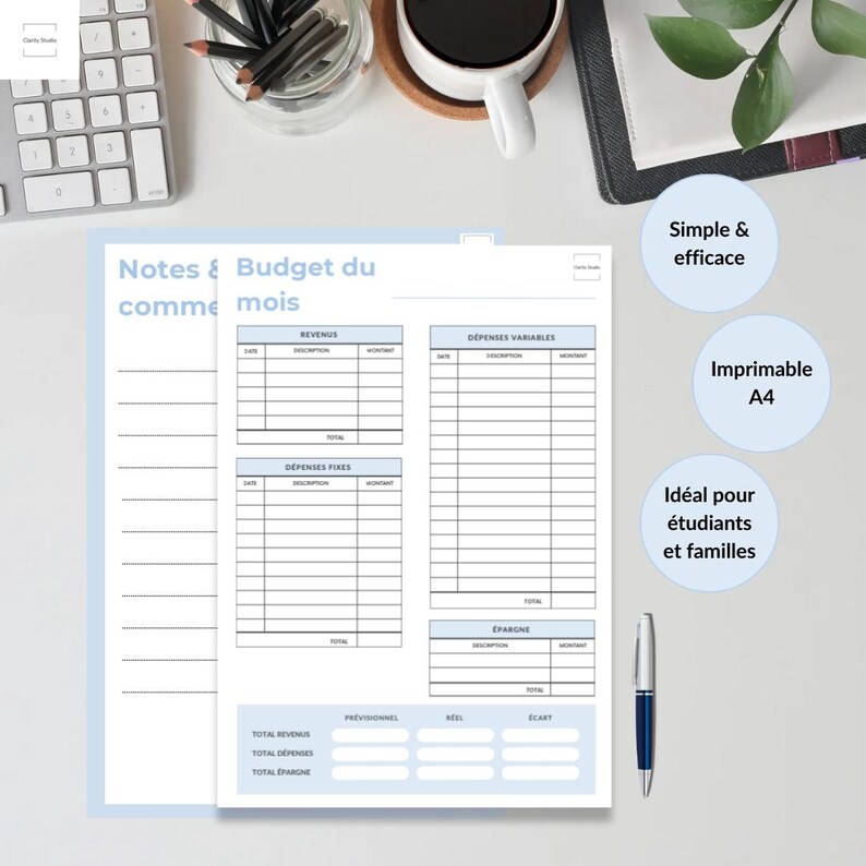 Printable Budget Planner Pastel Blue A4 | Monthly Budget & Savings ...