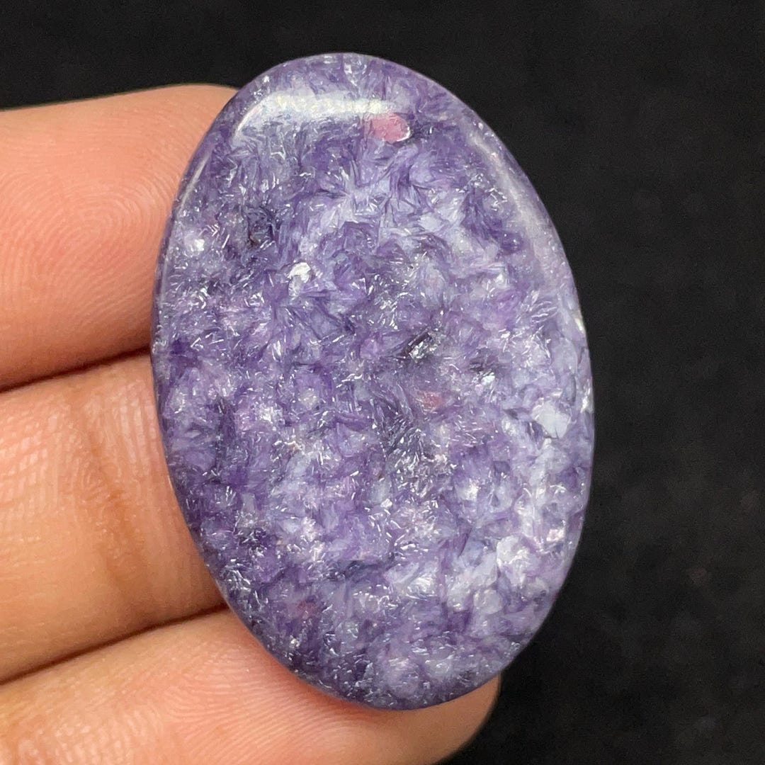 Rare Purple Lepidolite Mica AKA Lithium Mica Gemstone, Oval Cabochon ...