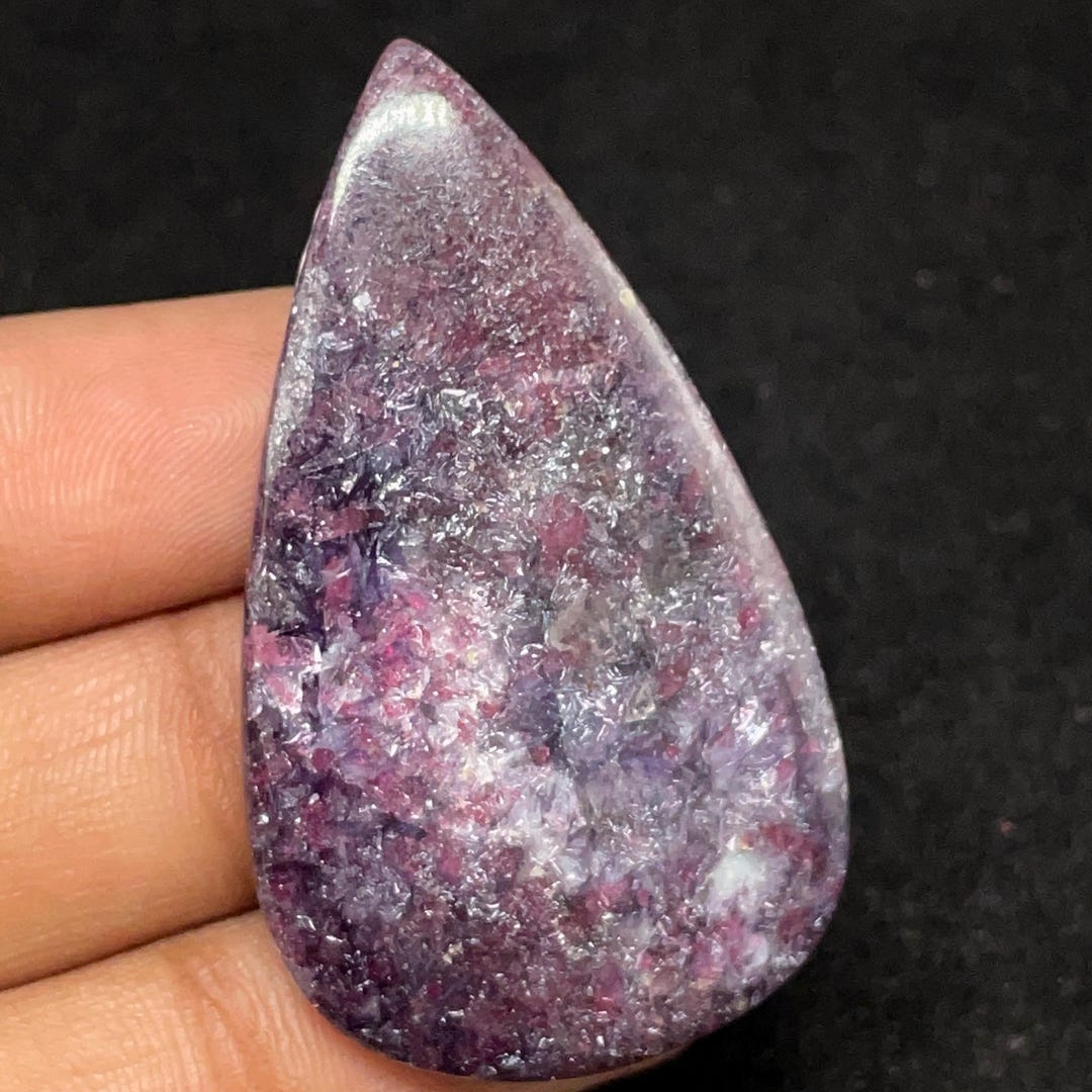 Rare Purple Lepidolite Mica AKA Lithium Mica Gemstone, Pear Cabochon ...