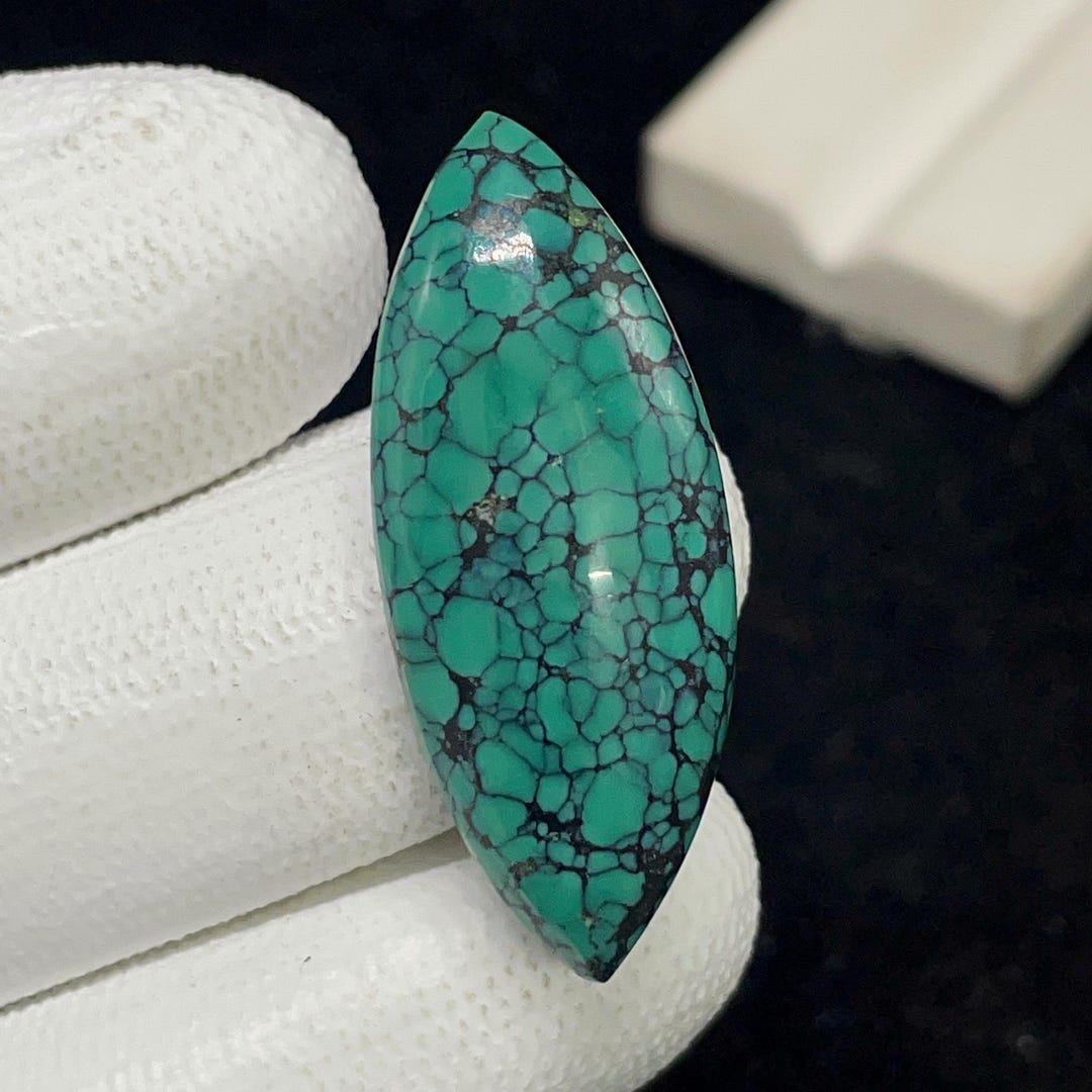 Green Spider Mountain Turquoise Gemstone, Marquise Cabochon, 34x14x8 MM ...