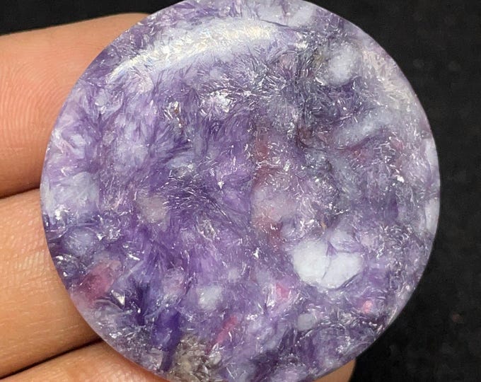 Rare Purple Lepidolite Mica AKA Lithium Mica Gemstone, Round Cabochon ...