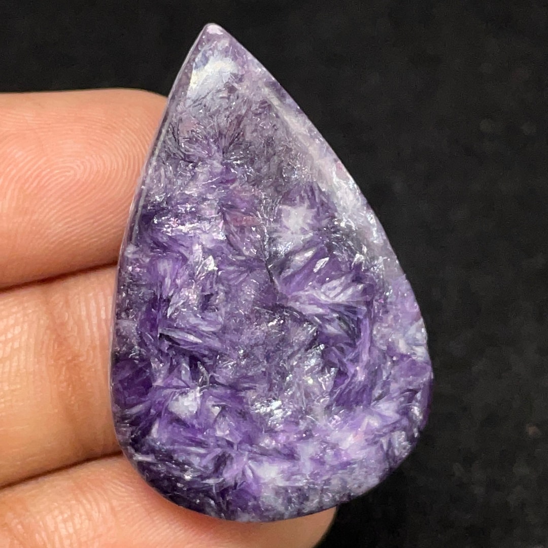 Rare Purple Lepidolite Mica AKA Lithium Mica Gemstone, Pear Cabochon ...