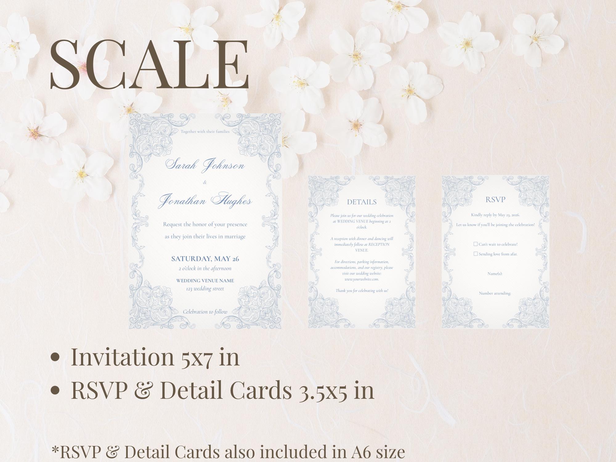 Editable Wedding Invitation Set, Canva Template, Invitation Suite With ...