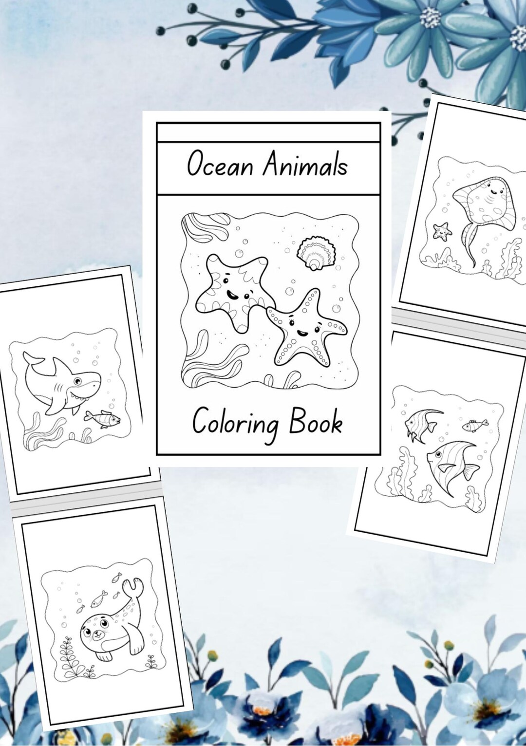 Ocean Animals Coloring Booklet – 10 Printable Pages + Cover, Kids ...