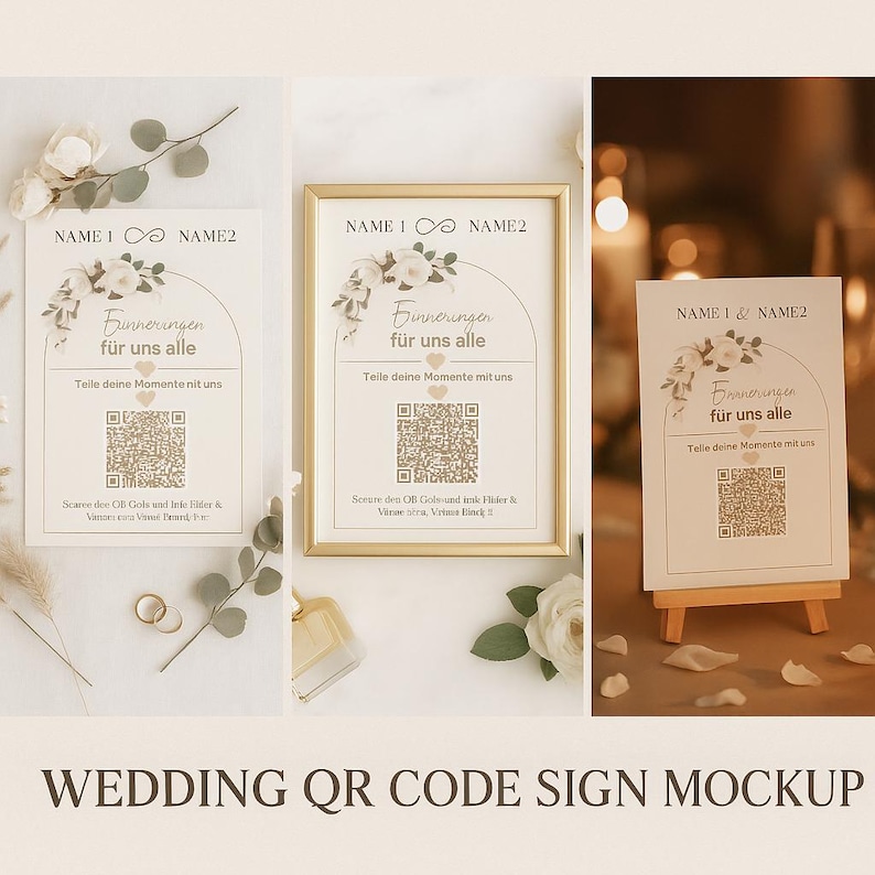 Wedding QR Code Sign Template | Share Photos & Videos | Editable ...