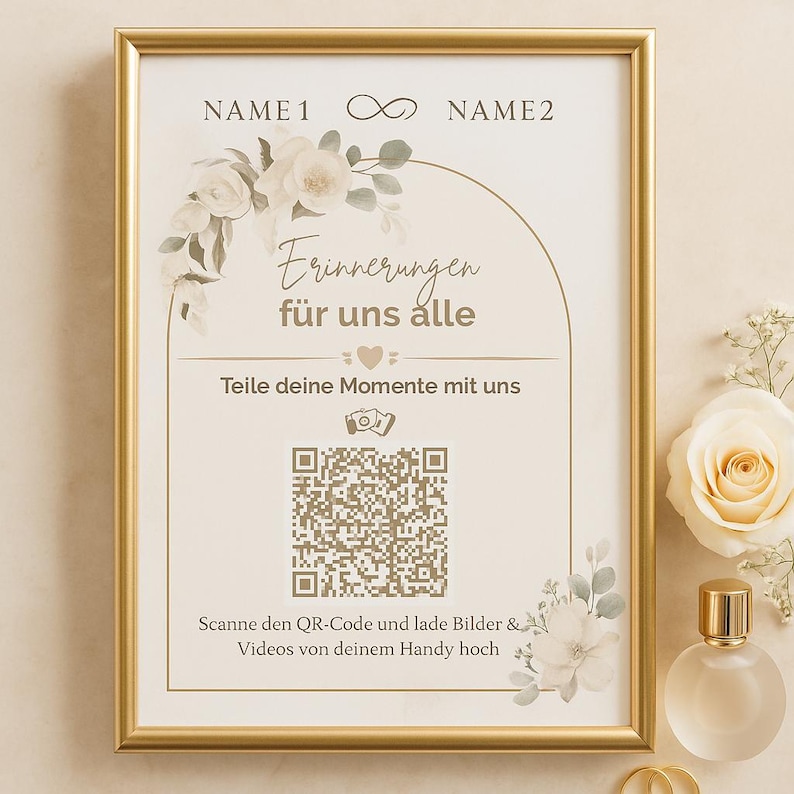 Wedding QR Code Sign Template | Share Photos & Videos | Editable ...