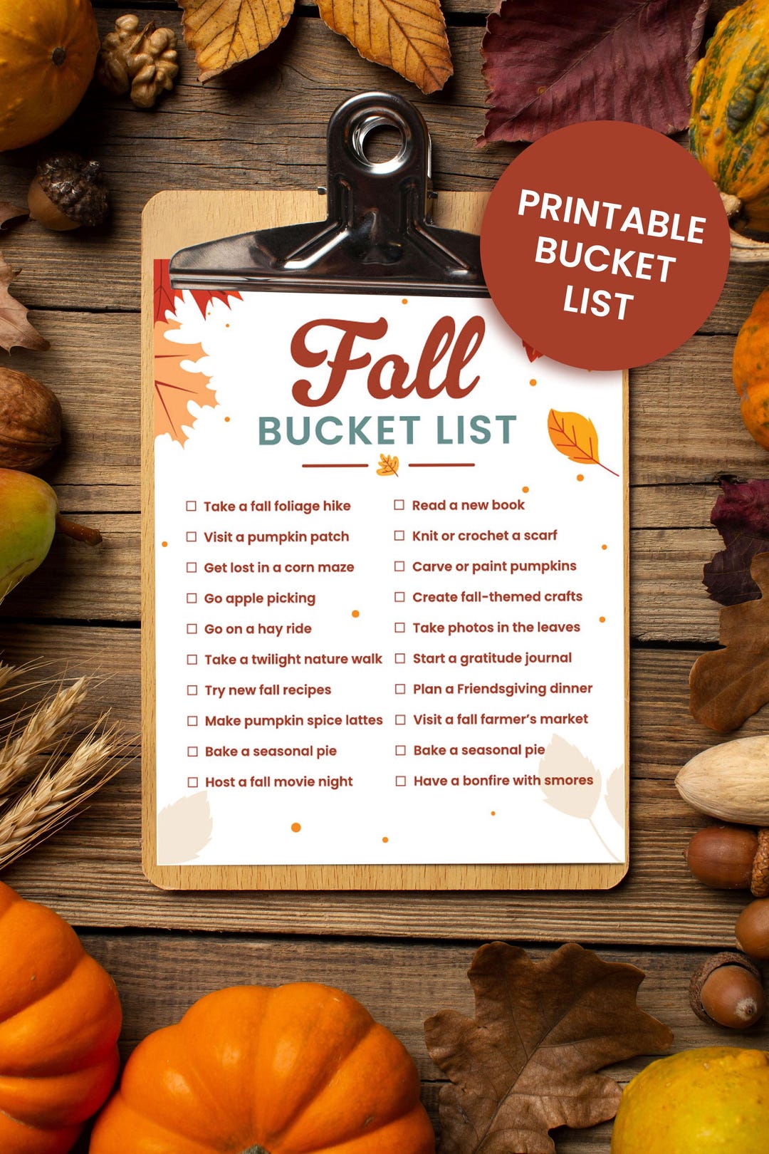 Fall Bucket List Printable | Autumn Activities Checklist | Cozy ...