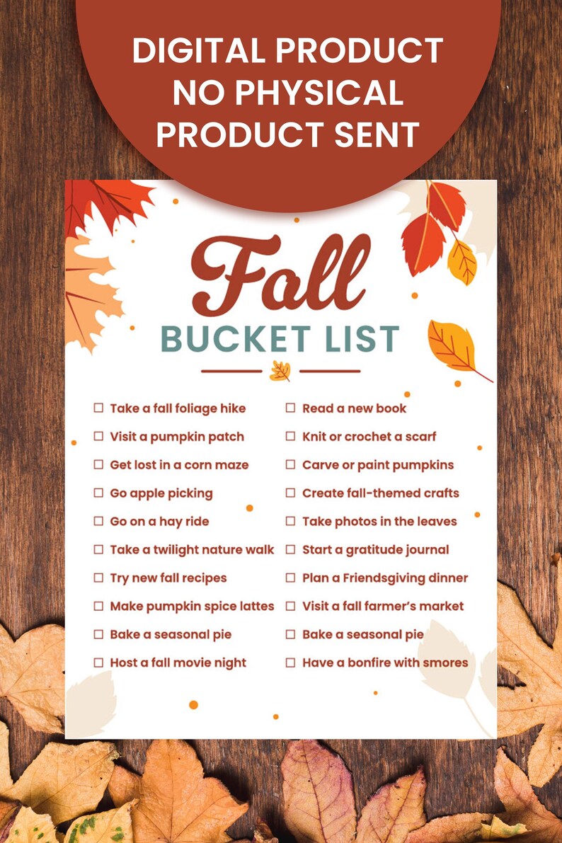 Fall Bucket List Printable | Autumn Activities Checklist | Cozy ...