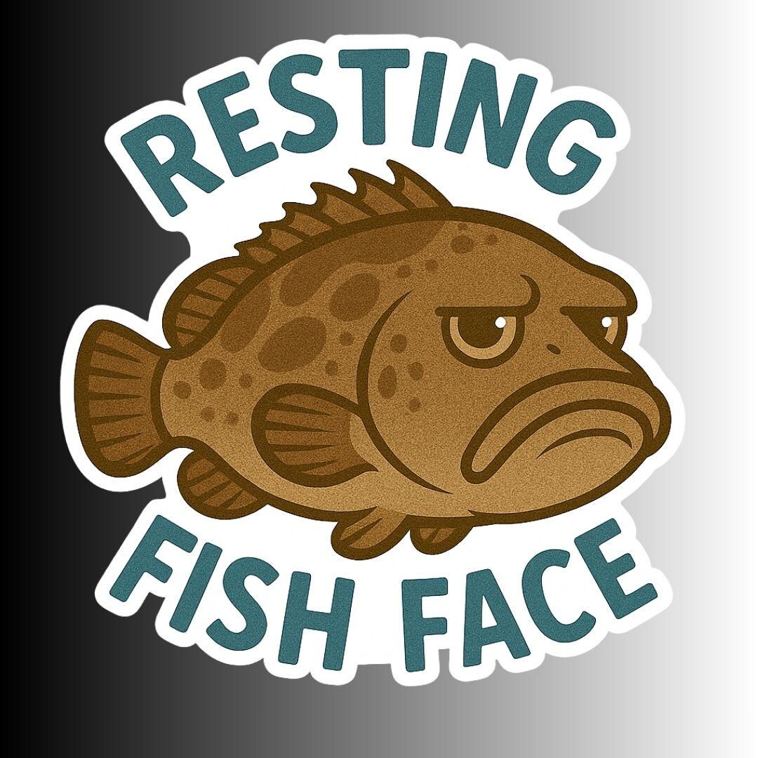 Funny Goofy Grouper Fish Sticker "resting Fish Face" - Etsy
