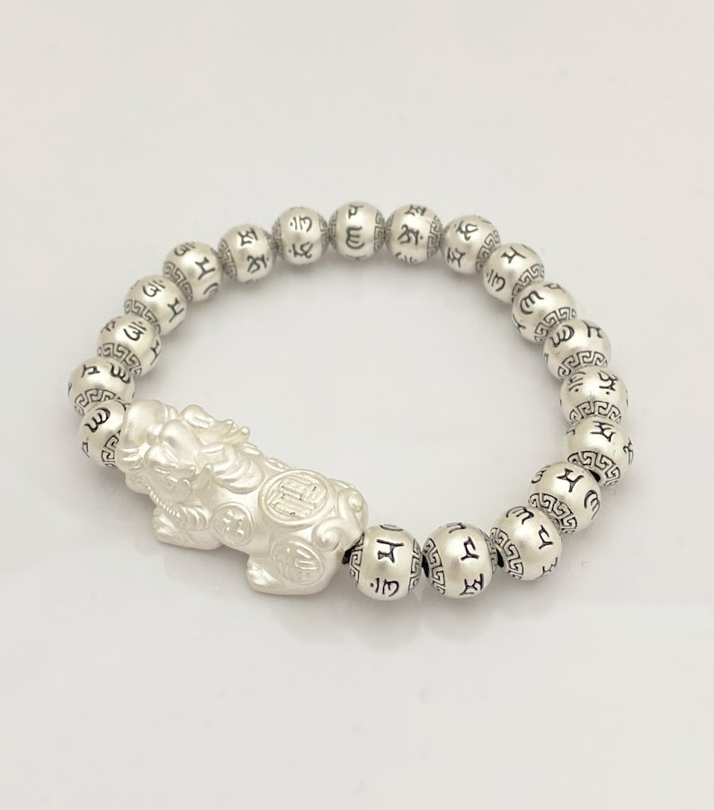 999 Pure Silver Bracelet Silver Pixiu Wealth Bracelet 999 Silver Beaded ...