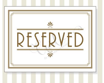 Printable Reserved Signage White calligraphy on kraft | Etsy