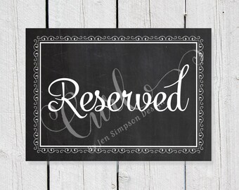 Printable Reserved Signage White calligraphy on kraft | Etsy