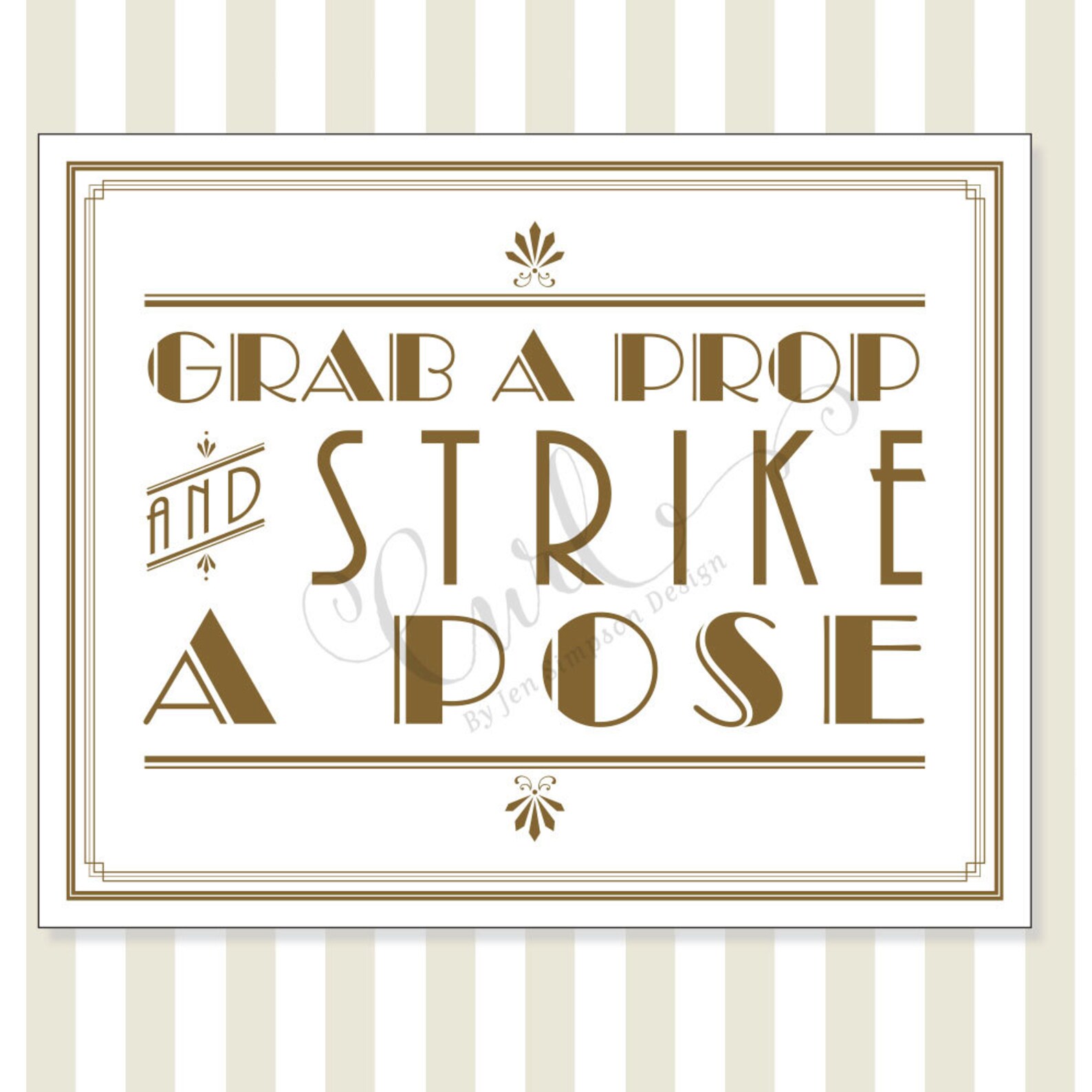 Art Deco Grab a Prop 8x10 Photo Booth Sign Gold Wedding - Etsy