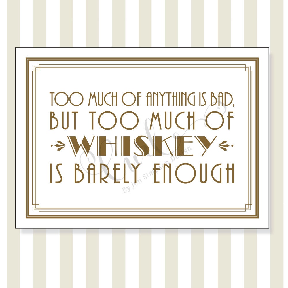 Printable Whiskey Signage, Gold Art Deco Bar Sign, 5x7 Wedding Signage ...