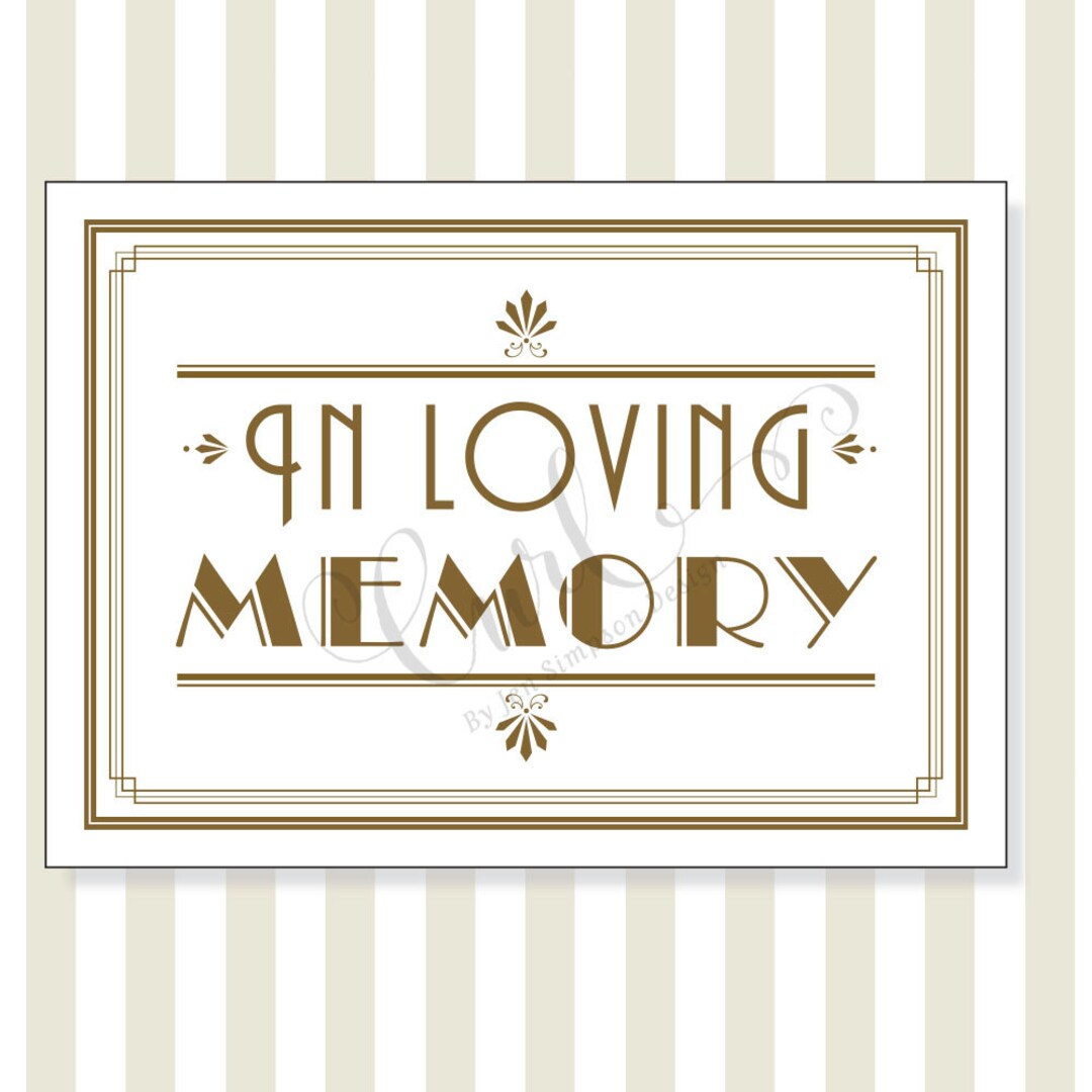 Gold Art Deco Printable Sign, in Loving Memory Sign, Reception Sign ...