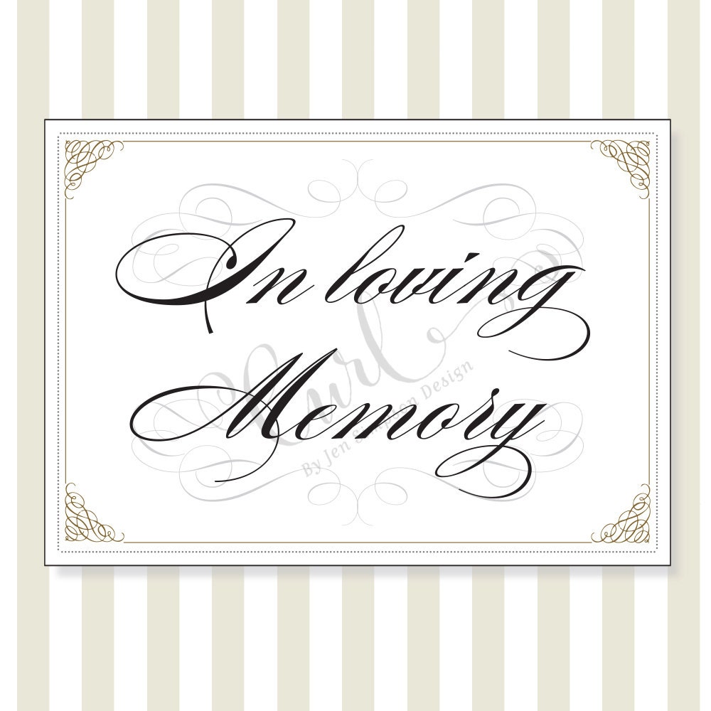 Printable in Loving Memory Sign Reception Sign Party Sign - Etsy