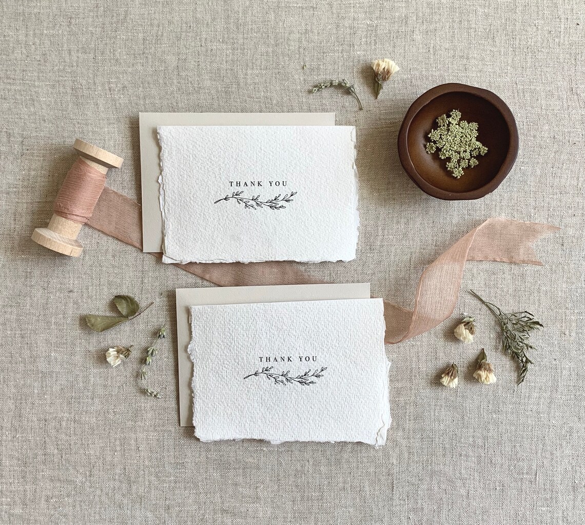 Deckled Edge Cards Handmade Paper Branch Design Ethereal - Etsy