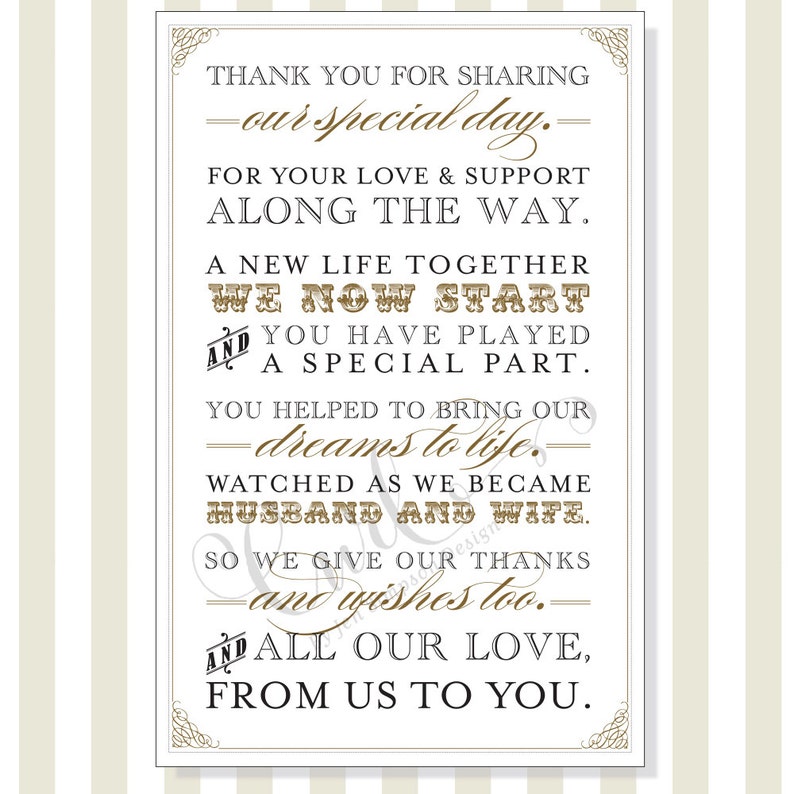 Thank You Sign 11x17 Printable Wedding Signage Party Sign - Etsy