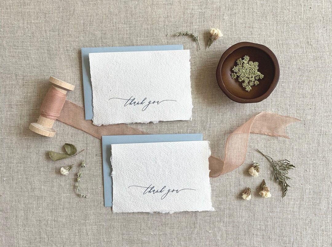 Torn Edge Cards - Wedding Gift, Slate Blue, Handmade Paper, Deckled ...