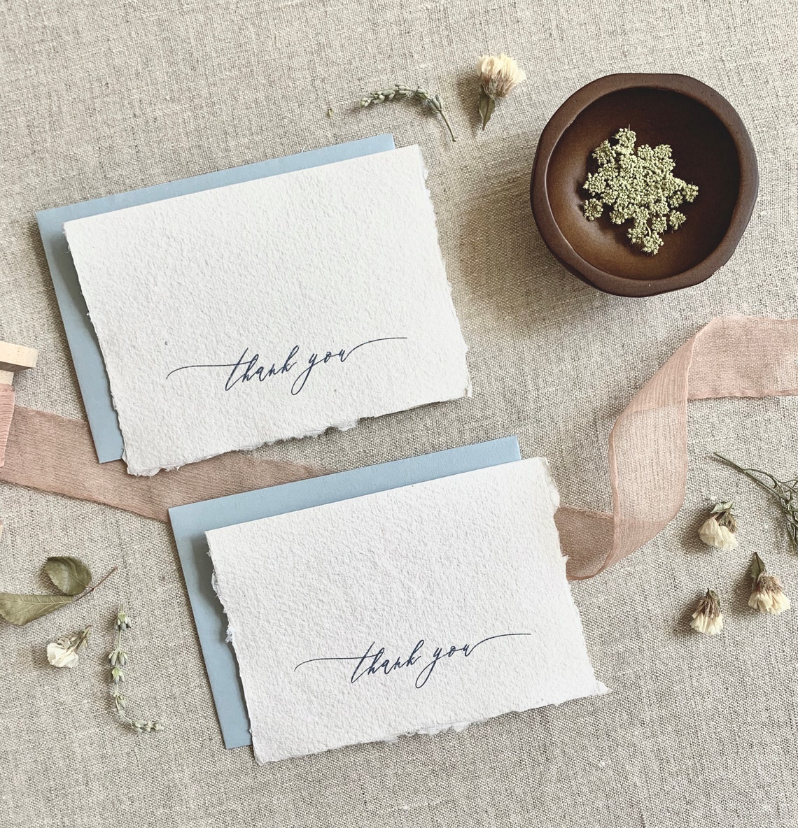 Torn Edge Cards - Wedding Gift, Slate Blue, Handmade Paper, Deckled ...