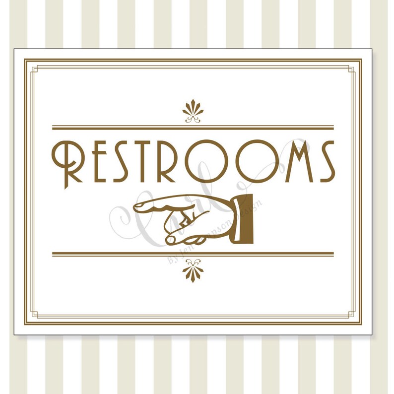 Printable Restroom Signage, Art Deco Reception Signage, Party Sign ...