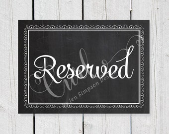Reserved Wedding Reception Sign Instant Download DIY - Etsy