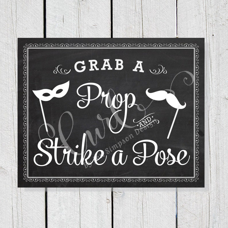 Wedding Signage Grab a Prop 8x10 Photo Booth Sign Chalkboard - Etsy