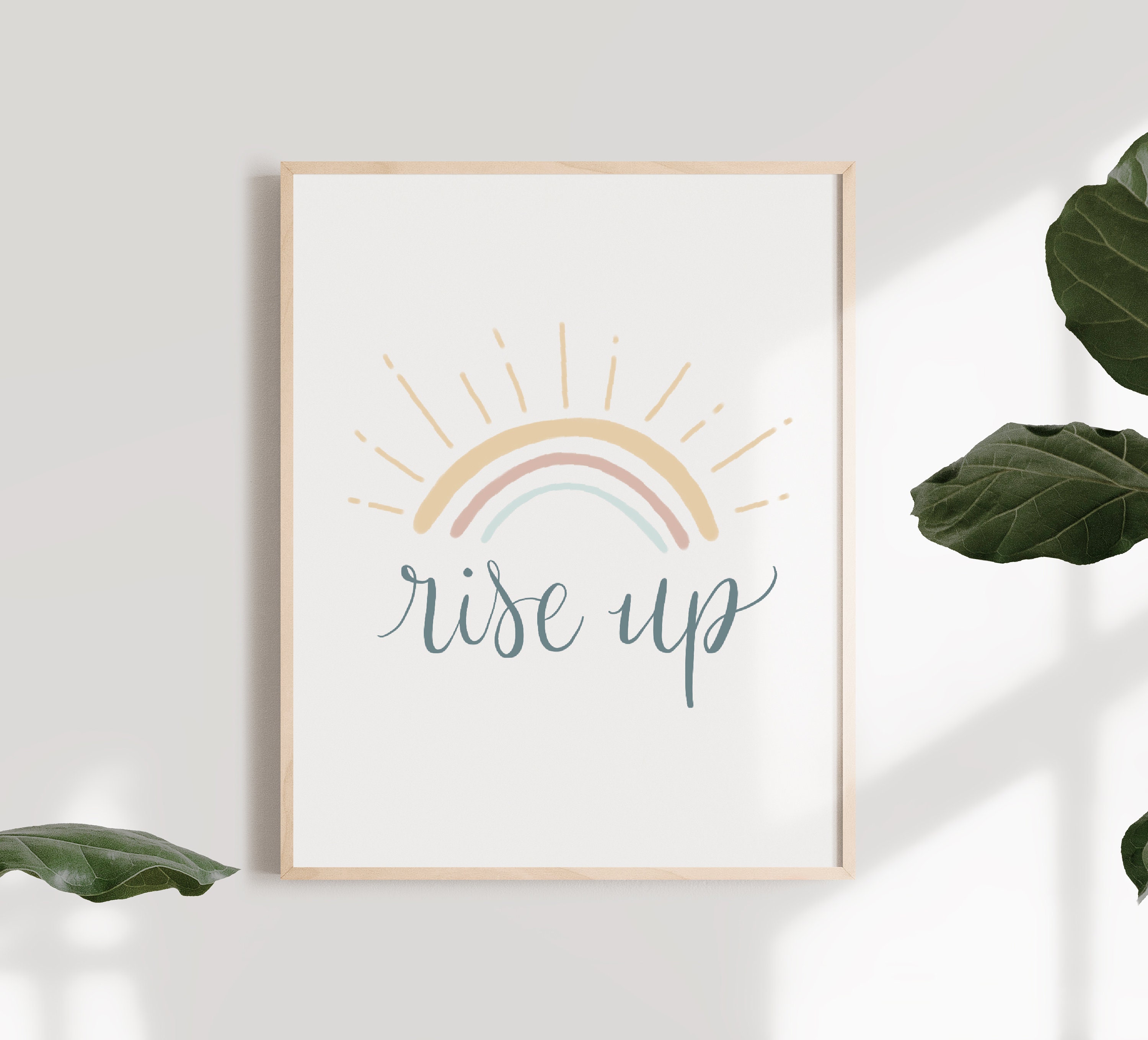 Rise up Print, Rainbow Illustration, Sun, Intention Print, Kids Wall ...