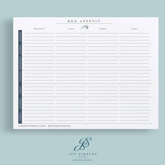 Bon Appétit Meal Planner Digital File Meal Planner Printable - Etsy