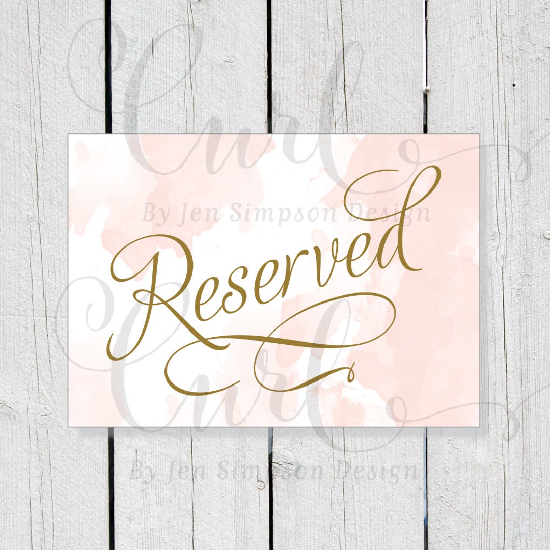 Watercolor Reserved Sign, Printable Reserved Signage, Reception Sign ...