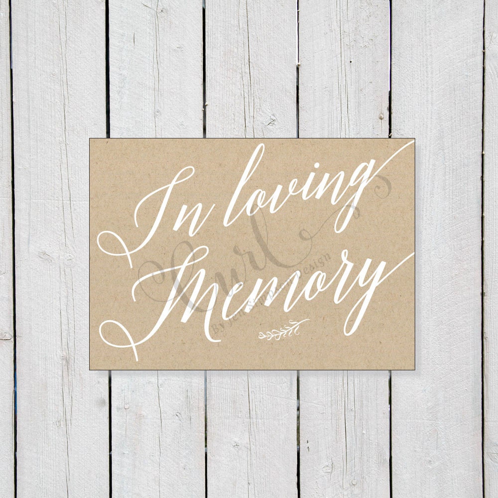 Kraft and Calligraphy Printable, in Loving Memory Sign, Reception Sign ...