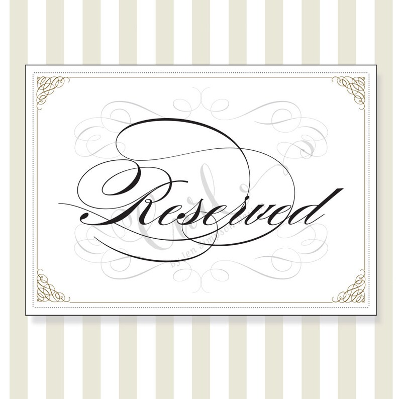 Printable Reserved Signage Reception Sign Party Sign 5x7 - Etsy