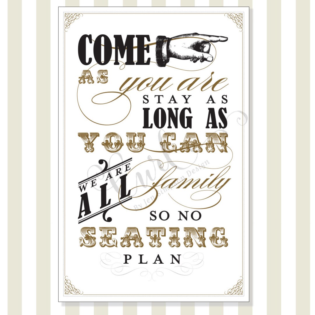 No Seating Plan 11x17, Printable Wedding Signage, Party Sign, Guest ...