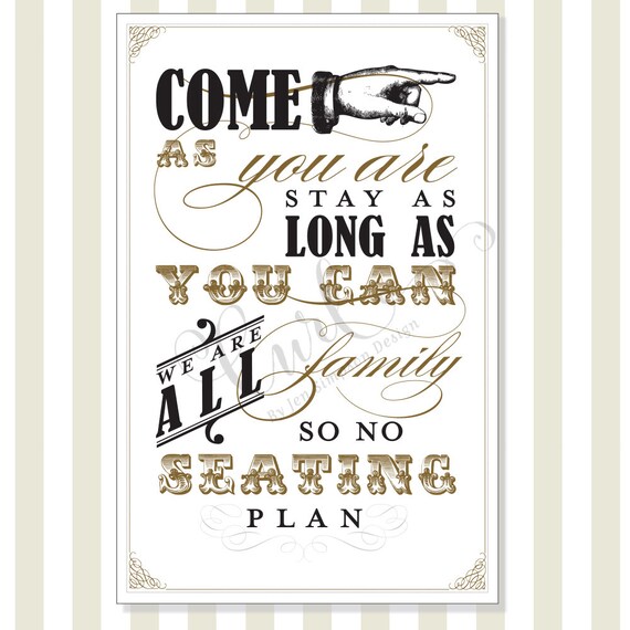 No Seating Plan 11x17 Printable Wedding Signage Party Sign | Etsy