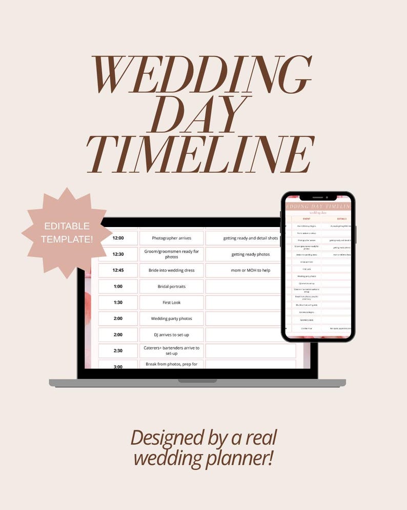 Editable Wedding Day Timeline Template in Canva | Created by an Actual ...
