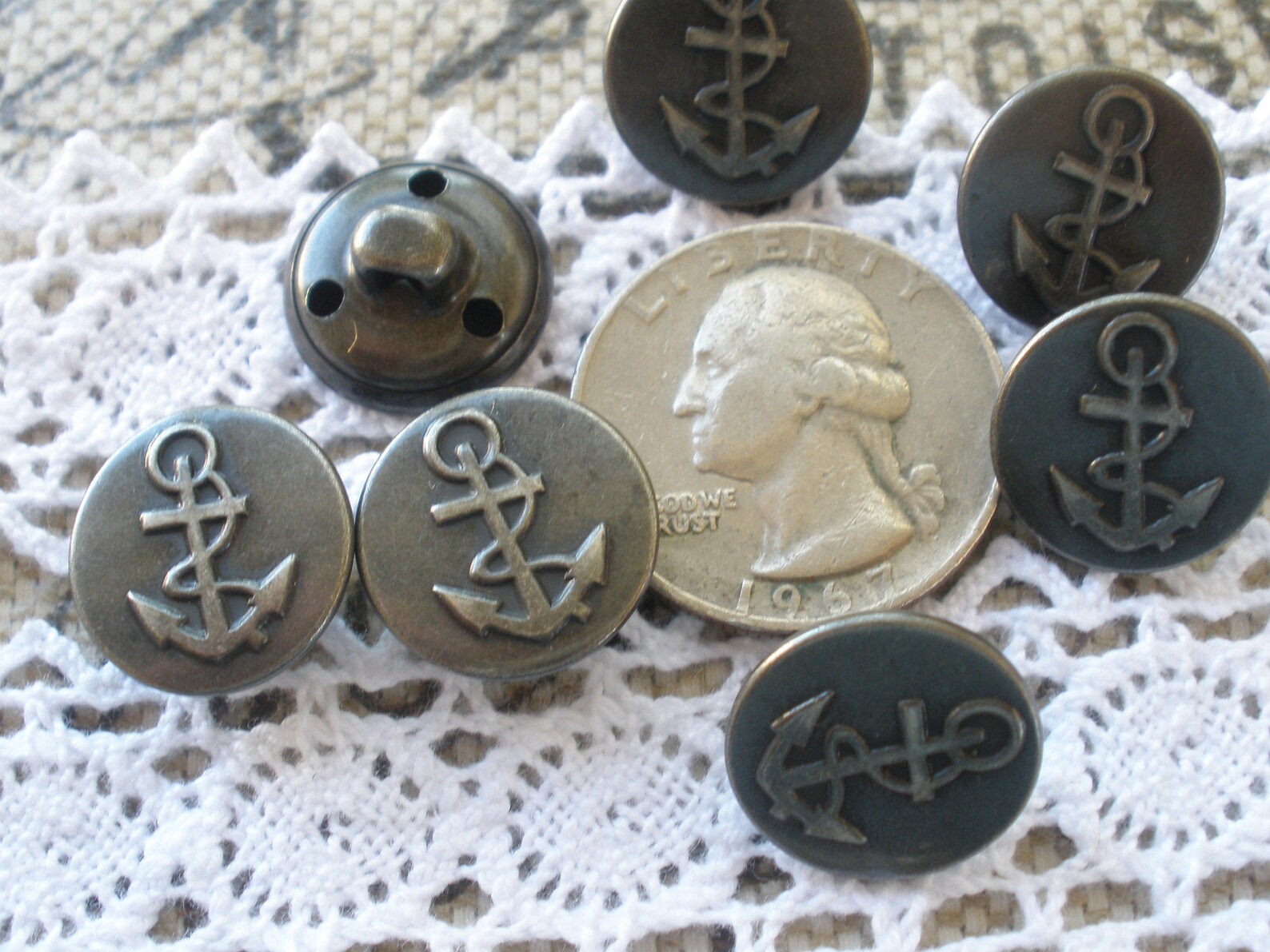 15MM Dull Silver Gunmetal Tone Anchor Pattern Buttons Shank | Etsy