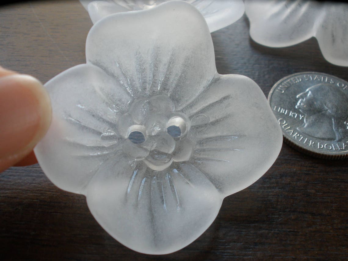 45MM Frosted Acrylic 3D Flower Buttons Art Deco 1.75" 70L Bridal ...