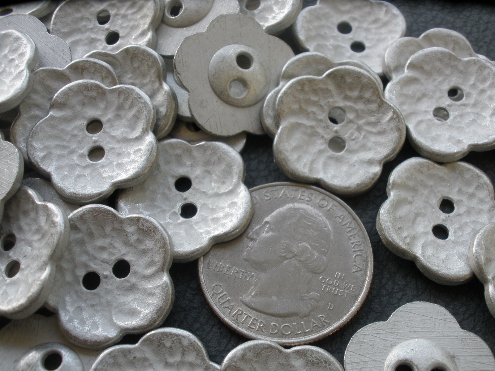 Silver Whitewash Color Metal Flower Buttons 32L 20MM 2-hole - Etsy