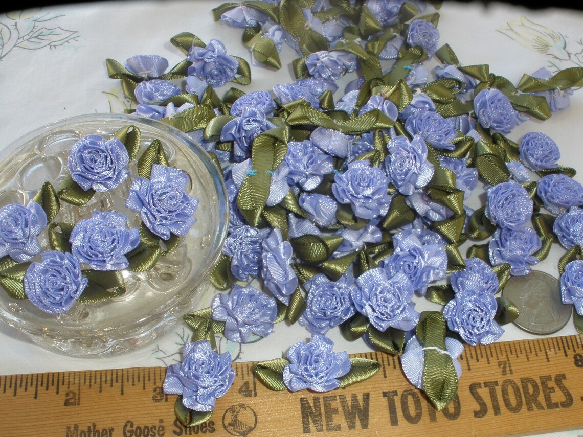 Lavender Ribbonwork Flowers Cabbage Ribbon Roses .75" Embellish T-shirt ...