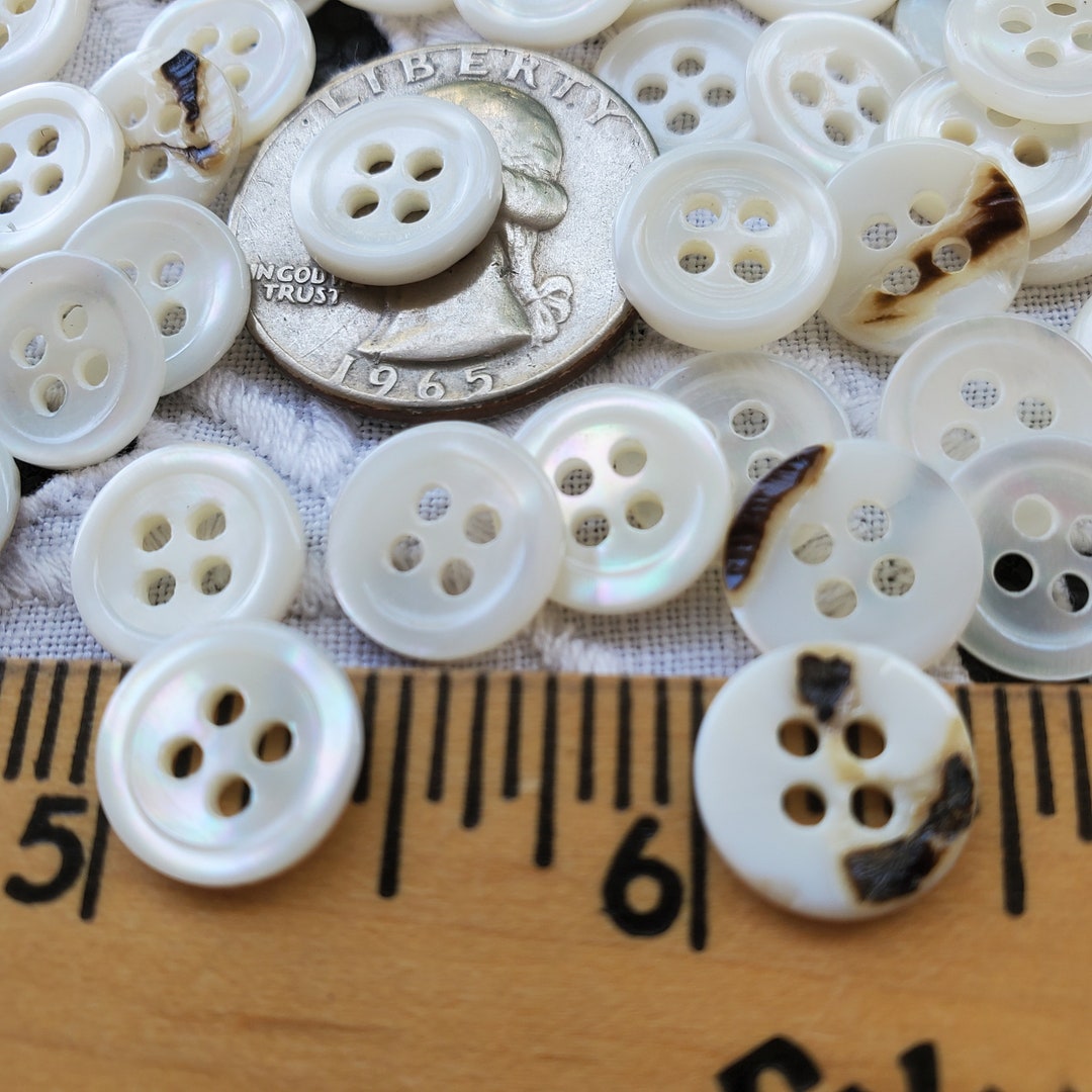 Iridescent White Washibodo MOP Shell Shirt Buttons Size 18L 11MM 7/16 ...