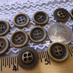Bronze Color Metal Shirt Buttons 28L 17.5mm 11/16" 4 Hole Double Rim ...