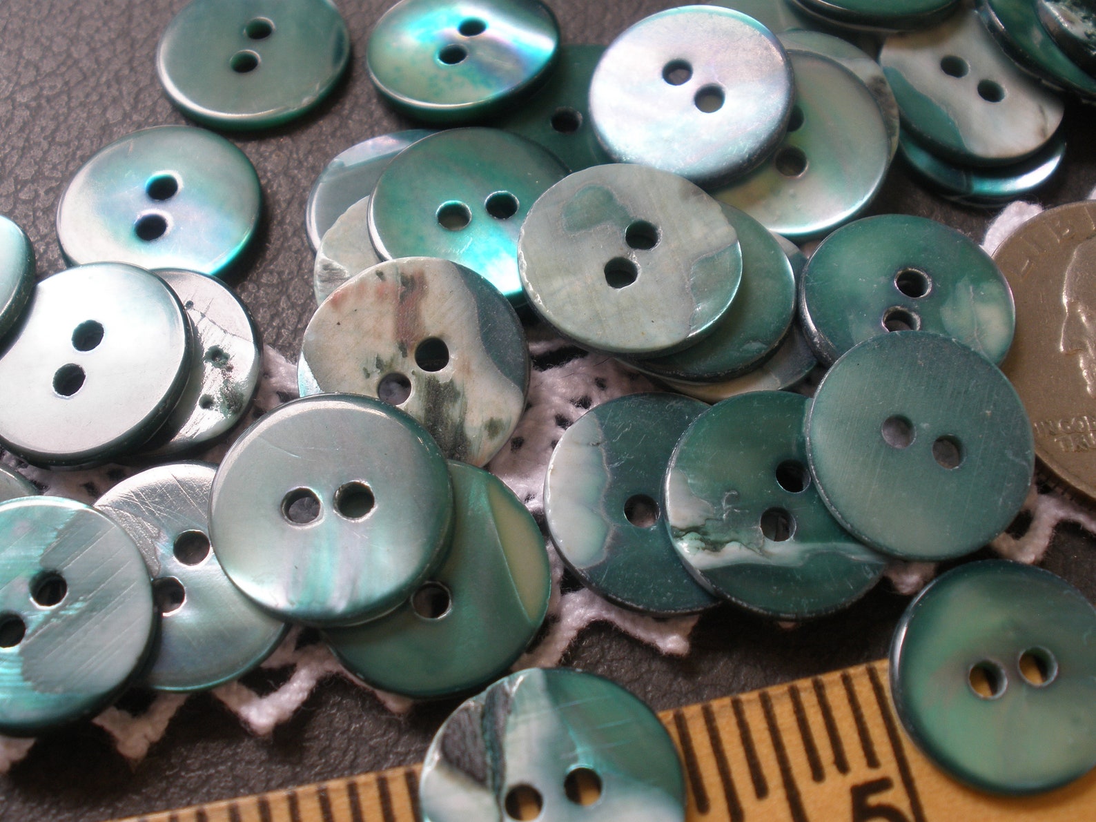 14MM Teal Green Trocas Shell Buttons 22L 9/16" MOP Sewing 2 Hole Sew on ...