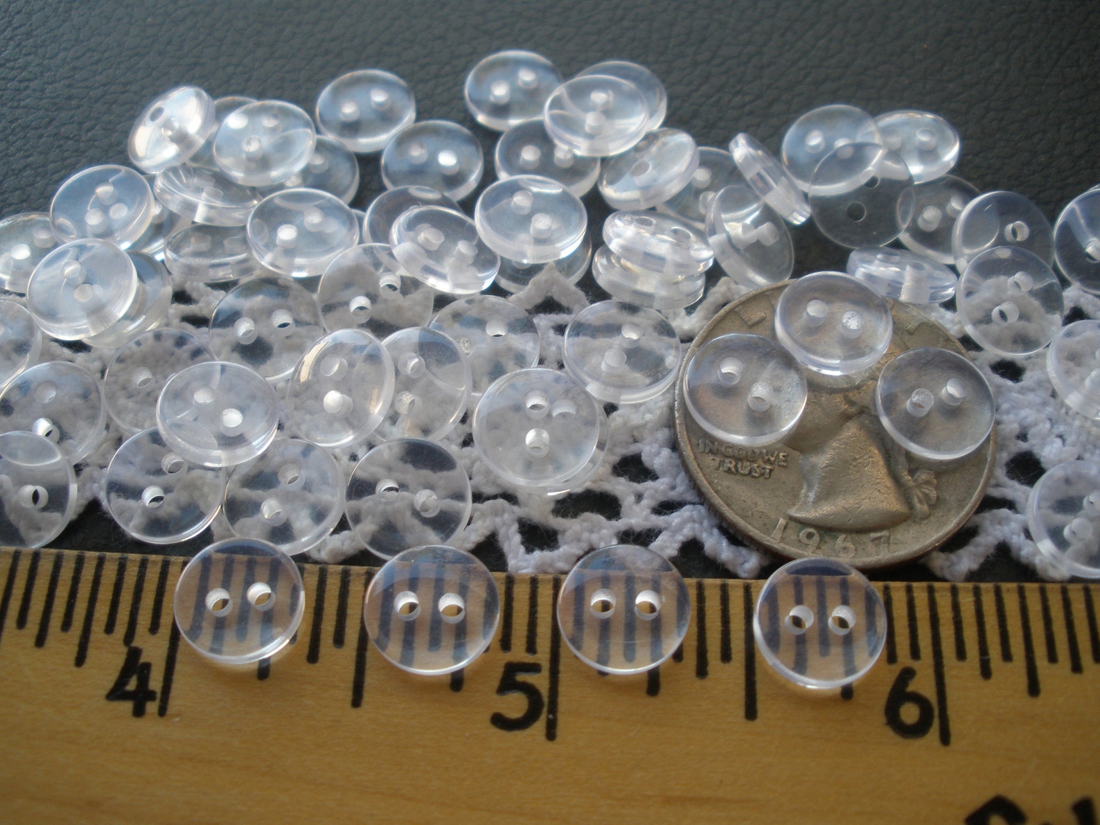Tiny clear 2-hole Buttons Flatback 24 Plastic 9MM 14L sew-on | Etsy